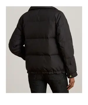 Ralph Lauren Quilted Leather Puffer Jacket With Stand Collar