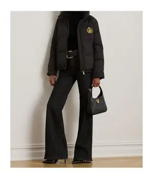 Ralph Lauren Quilted Leather Puffer Jacket With Stand Collar