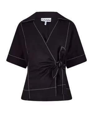 GANNI Wrap Blouse With Drawstring