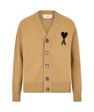 AMI Paris Knitted Cardigan With Logo Detail