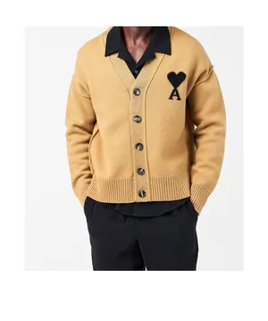 AMI Paris Knitted Cardigan With Logo Detail