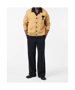AMI Paris Knitted Cardigan With Logo Detail