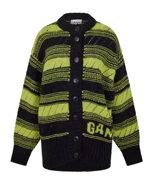 GANNI Crew-neck Knit Cardigan