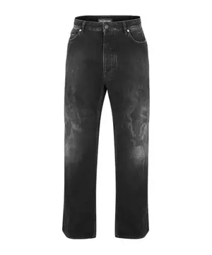 Balenciaga Bal Distress Wide Leg Jeans - Black