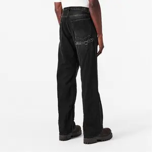 Balenciaga Bal Distress Wide Leg Jeans