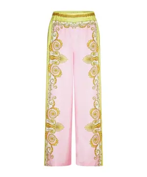 Versace Wide Leg Barocco Silk Trousers