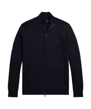 Polo Ralph Lauren Ribbed Knit Full-zip Sweater With Stand Collar