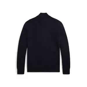 Polo Ralph Lauren Ribbed Knit Full-zip Sweater With Stand Collar