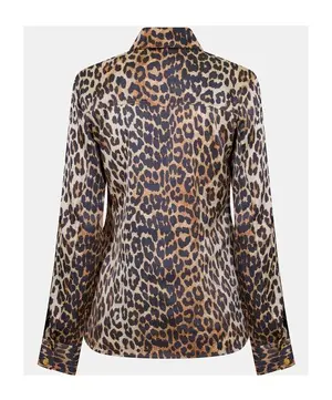 GANNI Slim Fit Leopard Print Shirt