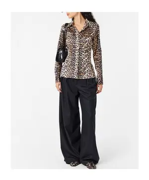 GANNI Slim Fit Leopard Print Shirt