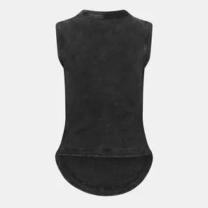 Off-White Sleeveless Round Neck Tank Top With Irregular Hem