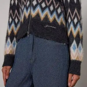 GANNI Zip-up Knit Jacket With Fair Isle Pattern