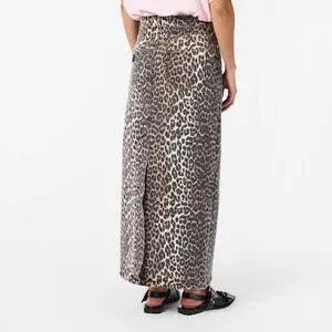 GANNI Stylish Leopard Print Versatile Midi Skirt