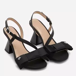 GANNI Satin Bow Block Heel Court Shoes