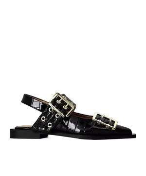 GANNI Cro Flt Ballet Pumps - Black