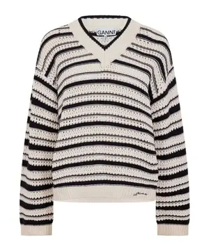 GANNI Striped Long Sleeve Knitwear