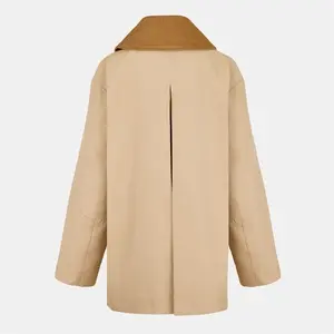 GANNI Camel Twill Midi Jacket With Contrasting Collar