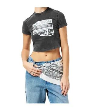 Off-White Cropped Crewneck T-shirt