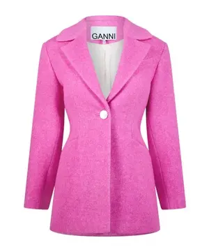 GANNI Slim-fit Suit Jacket - Pink