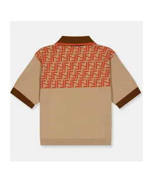 Fendi Short Sleeve Polo Collar Sweater With Branded Logo