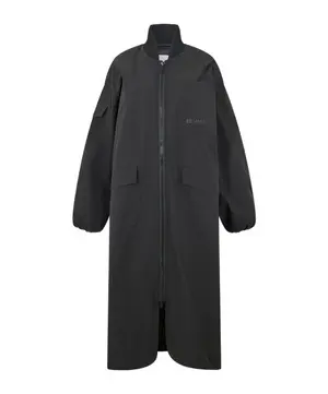 GANNI Long Casual Jacket With Stand-up Collar And Zip Closure - Black