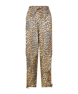 GANNI Satin Printed Trousers - Nude