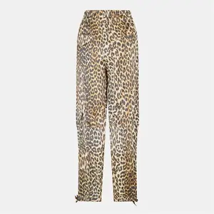 GANNI Satin Printed Trousers - Nude
