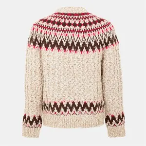 Moncler Fair Knit Sweater With Three-color Collar - Nude