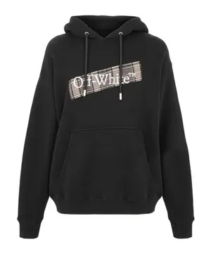 Off-White Flannel Over-the-head Hoodie - Black