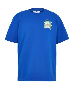 Casablanca Graphic Cotton L'arche Tennis Club T-shirt - Cobalt Blue