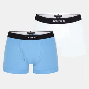 TOM FORD Plain Cotton Boxer Briefs, 2-pack - Blue