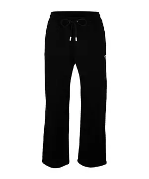 Off-White Comfortable Cuffed Fleece Jogger Sports Pants - Black