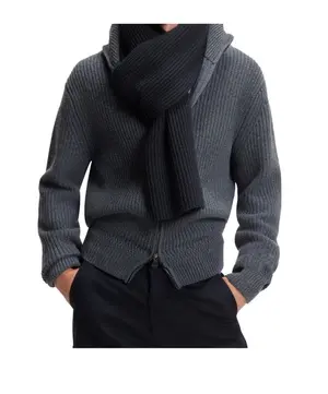 Hugo Boss Ribbed Knit Scarf With Logo Detail