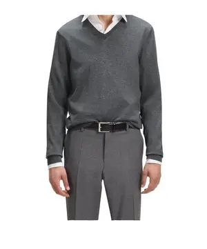 Hugo Boss Grey V-neck Knit Sweater