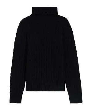 Hugo Boss Wave Cable-knit Turtleneck Sweater - Black