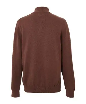 Barbour Half-zip Stand-up Collar Knit Sweater - Umber