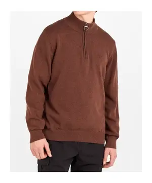 Barbour Half-zip Stand-up Collar Knit Sweater - Umber