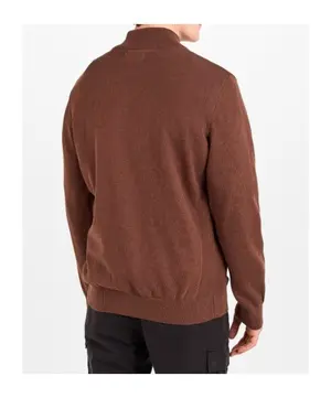 Barbour Half-zip Stand-up Collar Knit Sweater - Umber