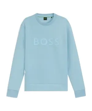 Hugo Boss Salbo Stretch Cotton Logo Sweatshirt, Signature Branding - Blue