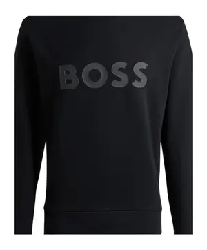 Hugo Boss Embossed Big Logo Crew Neck Sweatshirt - Black
