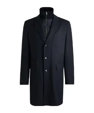 Hugo Boss Solid Color Overcoat - Black