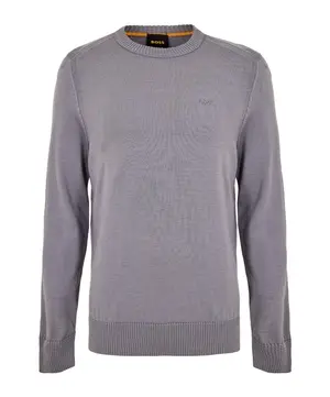 Hugo Boss Light Grey Crew Neck Knit Sweater - Gray