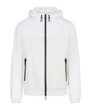 Emporio Armani Hooded Leather Jacket - White