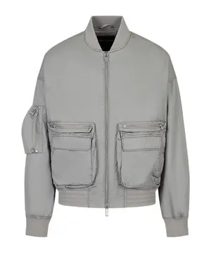 Emporio Armani Solid Color Casual Jacket - Grey