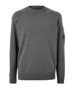 C.P. COMPANY Lambswool Crewneck Jumper - Gray