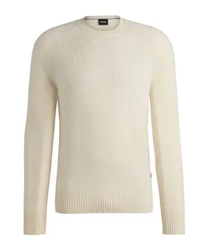 Hugo Boss Off-white Raglan Crew Neck Knit Sweater - Nude