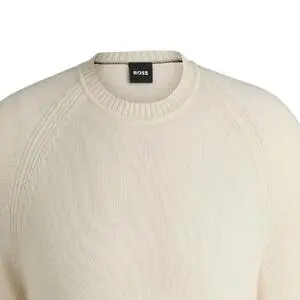Hugo Boss Off-white Raglan Crew Neck Knit Sweater
