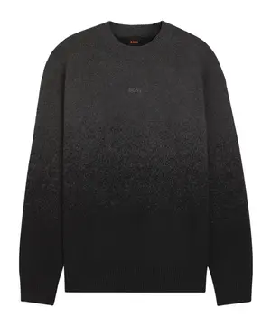 Hugo Boss Gradient Speckle Crew Neck Knit Sweater - Black