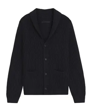 Hugo Boss Shawl-collar Thick Knit Cardigan - Black