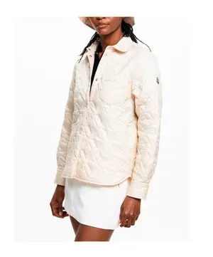 Moncler Quilted Check Shirt Down Jacket - White